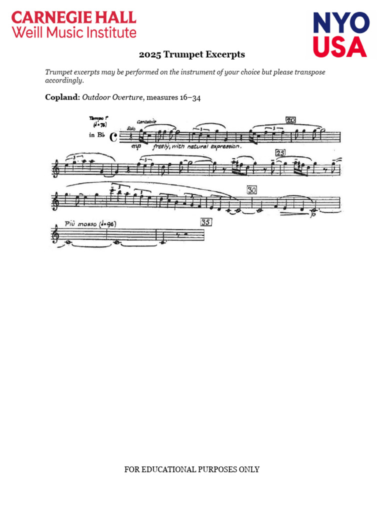 NYO Trumpet Excerpts | PDF