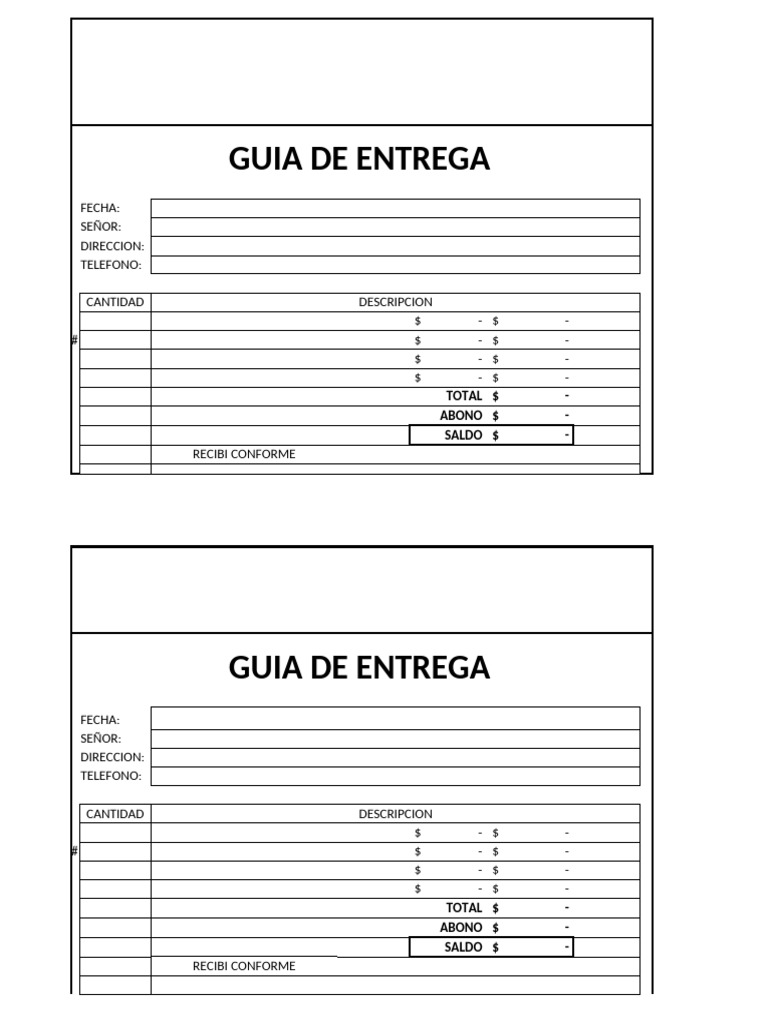 Modelo de Guía de Entrega | PDF