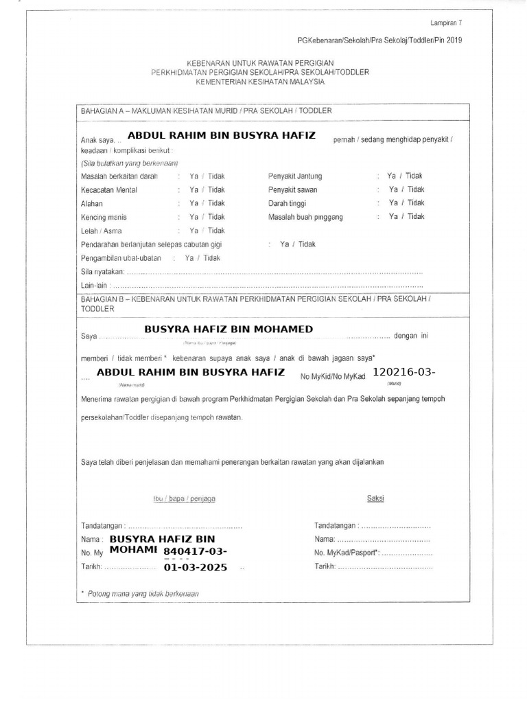 BKPJ BK G4 - G5 - G6 6 - Borang PG Kebenaran Sekolah - Pra Sekolah - Toddler - Pin 2019 | PDF