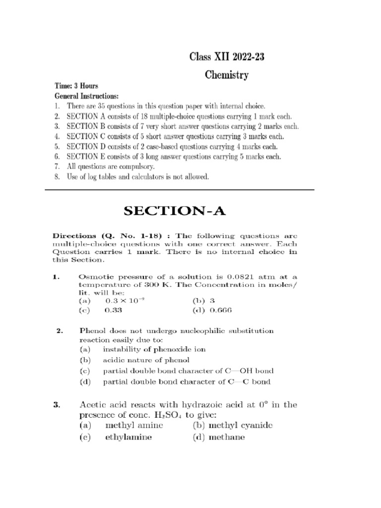 Revision Paper - Chemistry - 103939 | PDF