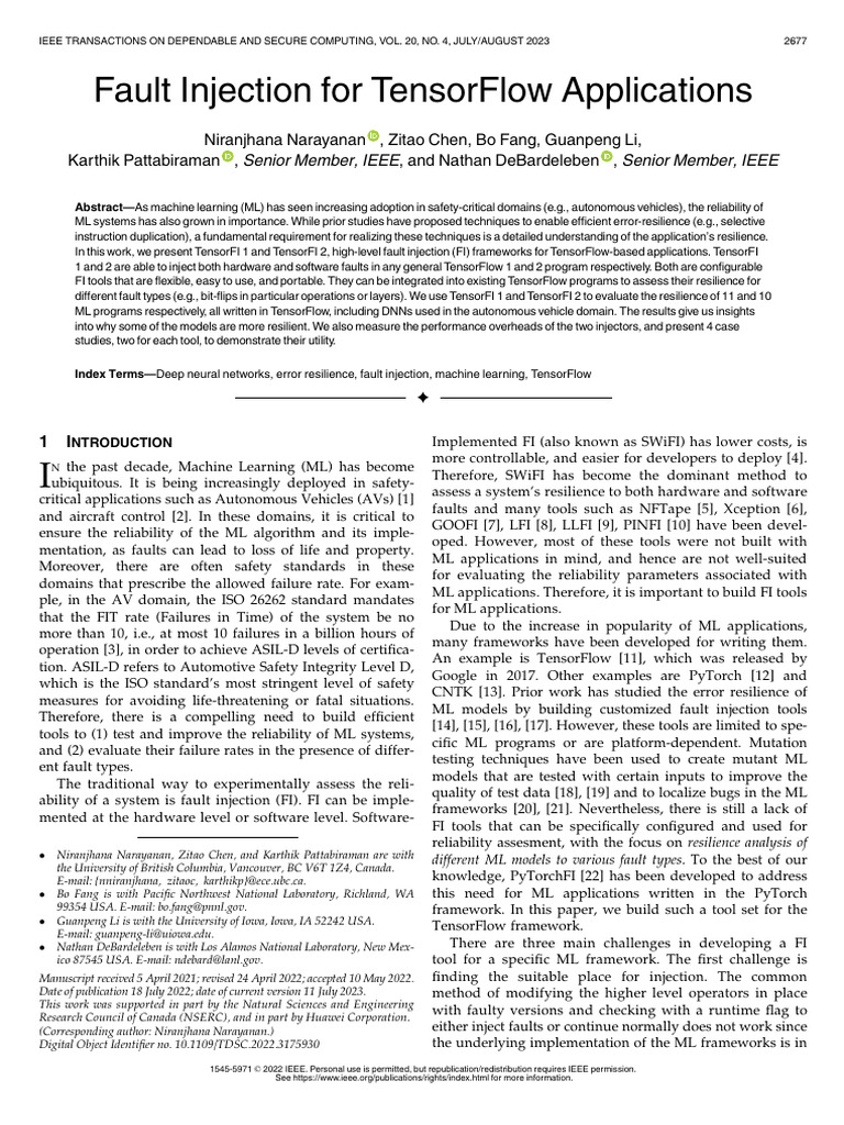 Fault Injection For TensorFlow Applications | PDF | Machine Learning | Deep Learning