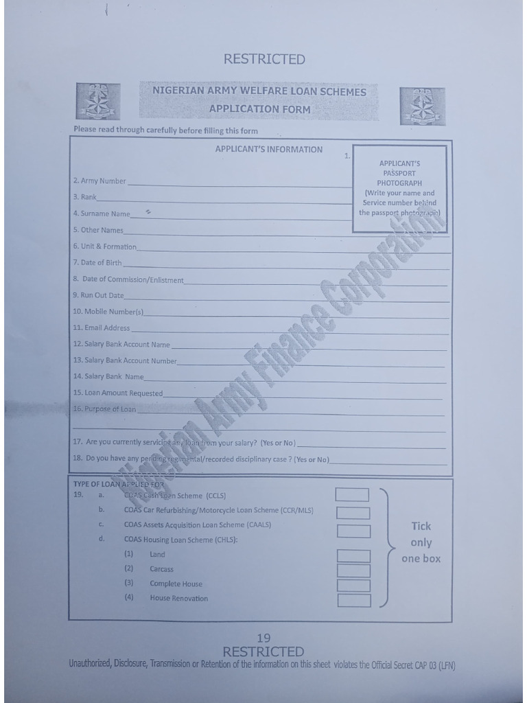Na Loan Form | PDF