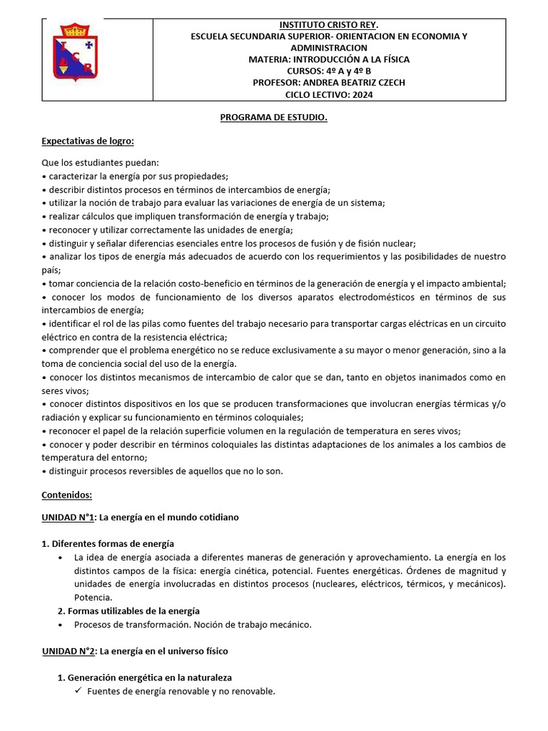 Programa de Introducci-N A La F-Sica Alumnos | PDF | La energía nuclear | Energía renovable