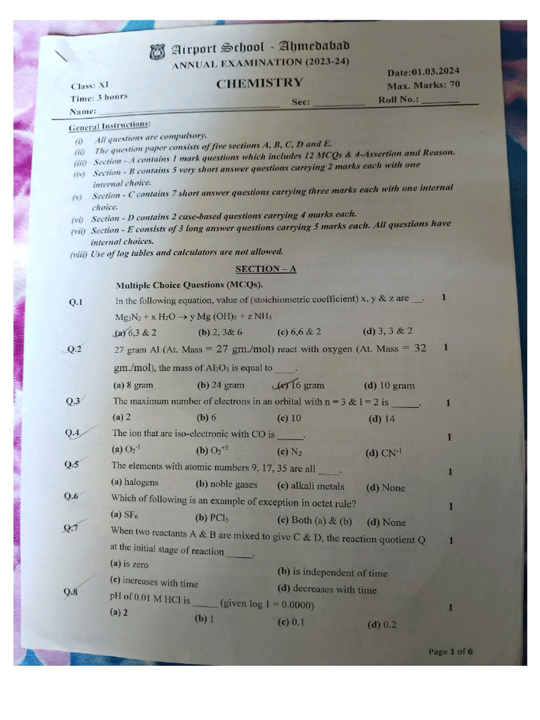 Chemistry Paper | PDF