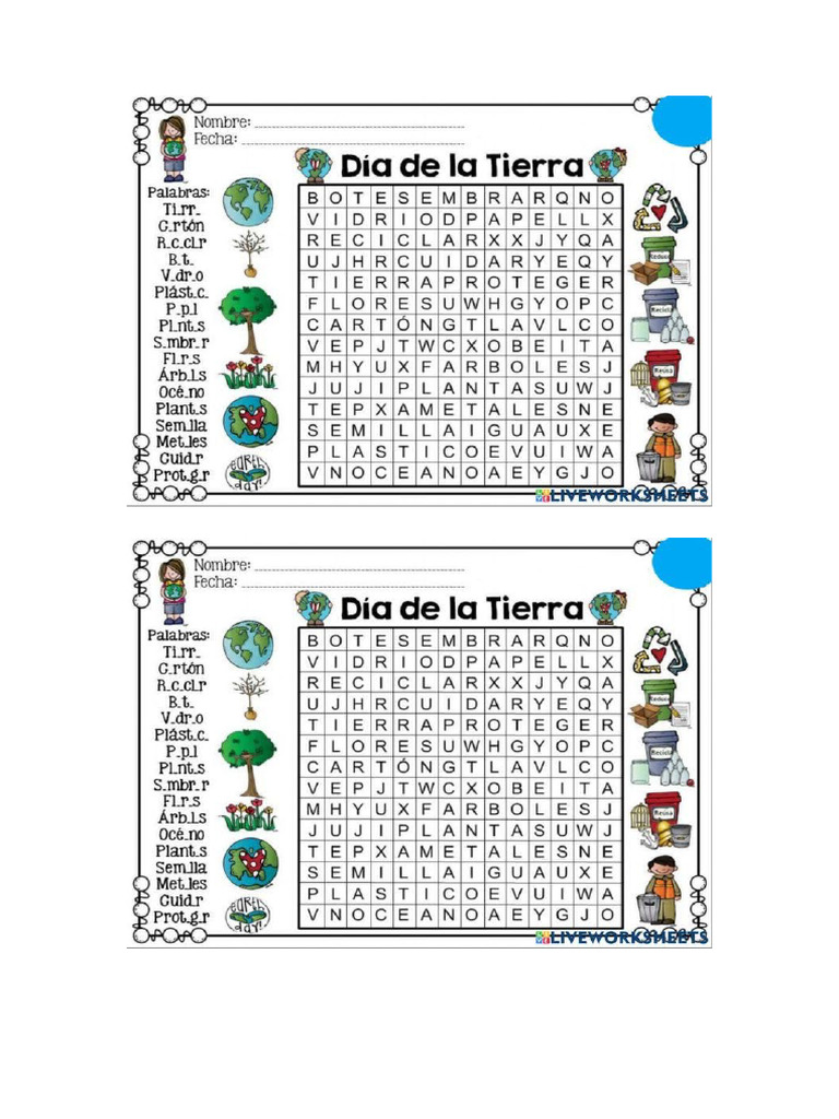 Sopa de Letras Dia de La Teirra | PDF