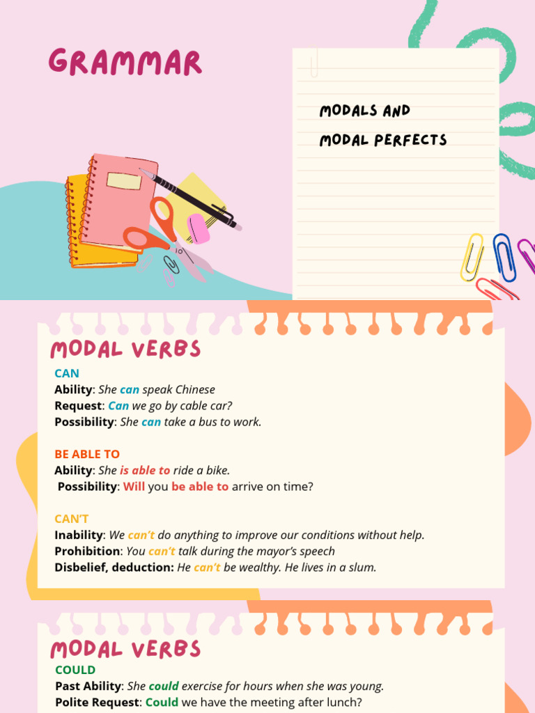 Grammar - Modal Verbs and Modal Perfects | PDF | Linguistic Typology | Syntax