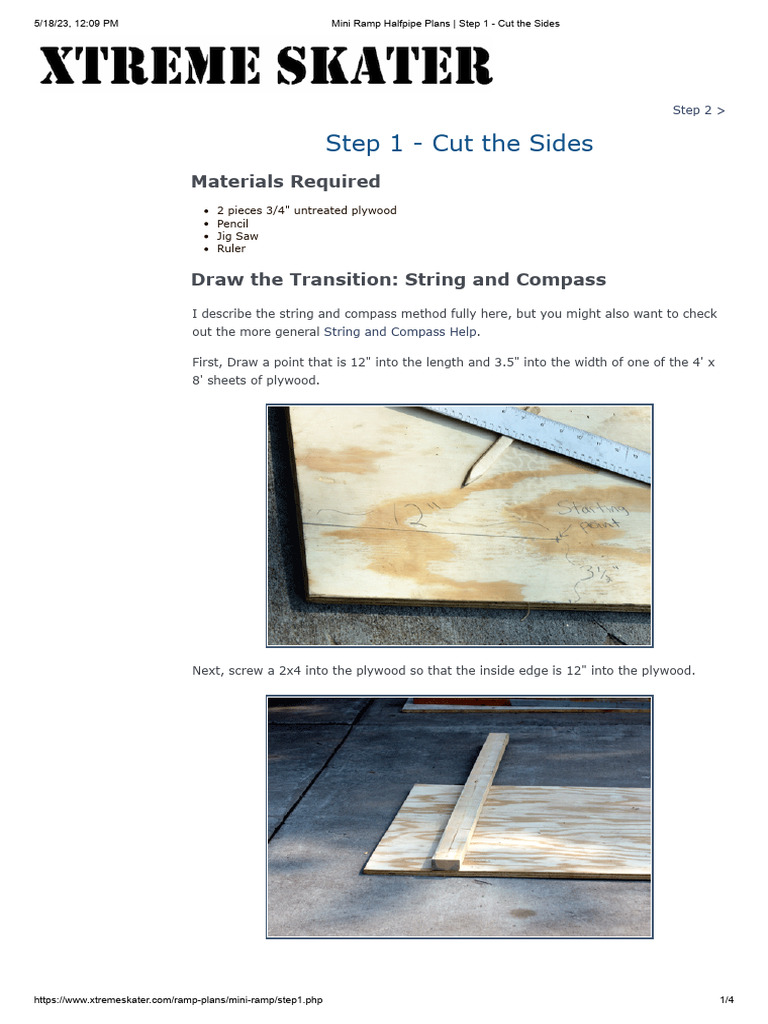 Mini Ramp Halfpipe Plans - Step 1 - Cut The Sides | PDF | Tools | Equipment
