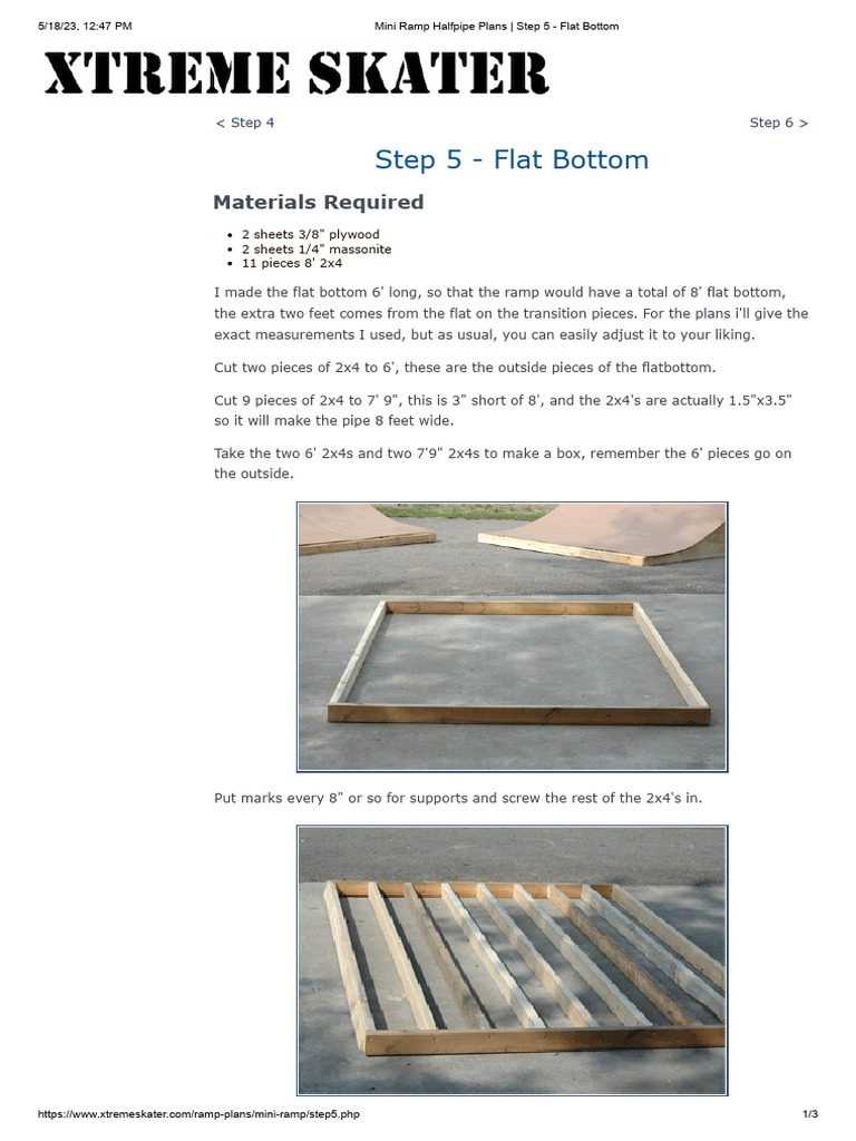 Mini Ramp Halfpipe Plans - Step 5 - Flat Bottom | PDF | Equipment