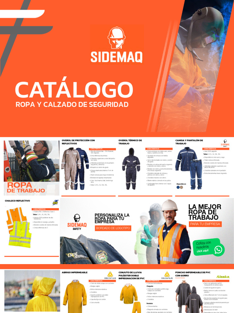 Catalogo Ropa y Calzado de Seguridad Sidemaq 2024-2025 | PDF | Pantalones | Ropa