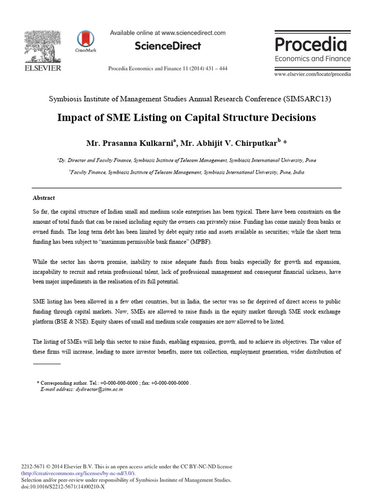 Impact of SME Listing On Capital Structure Decisions | PDF | Capital ...