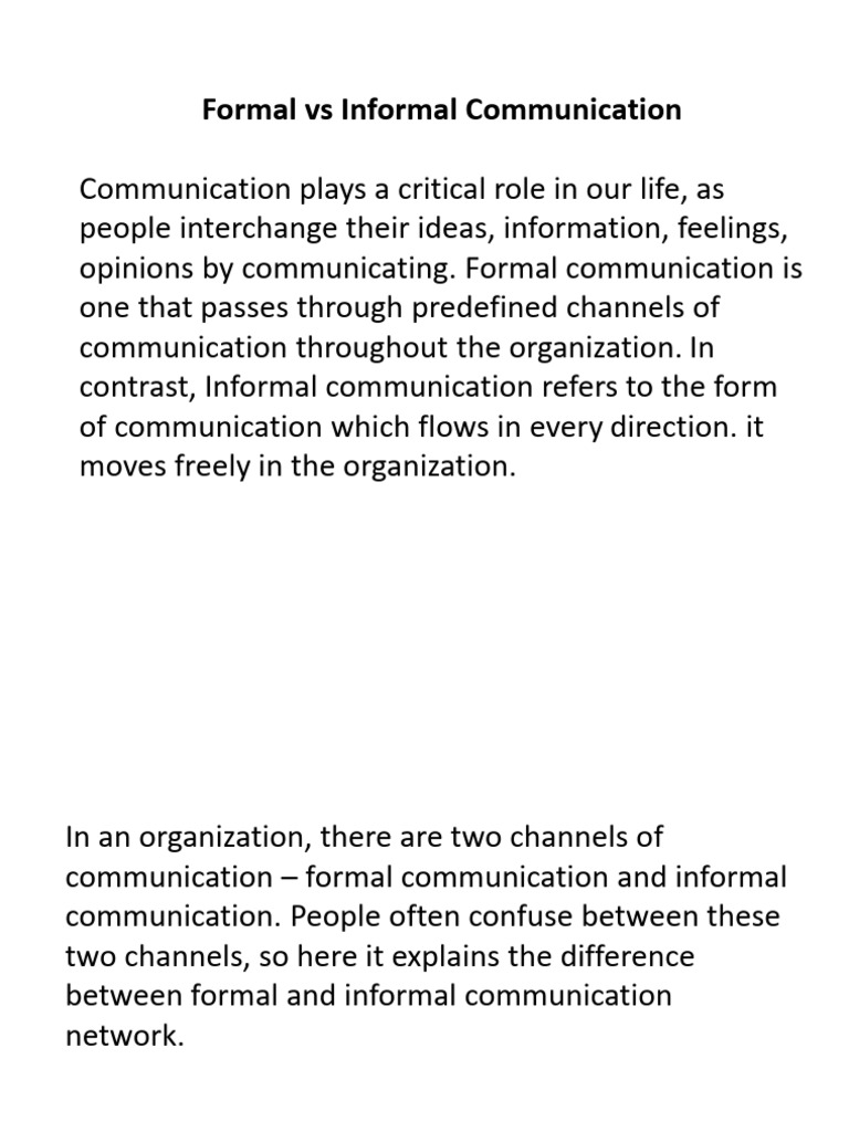 Formal vs Informal Communication Explained | PDF | Communication ...