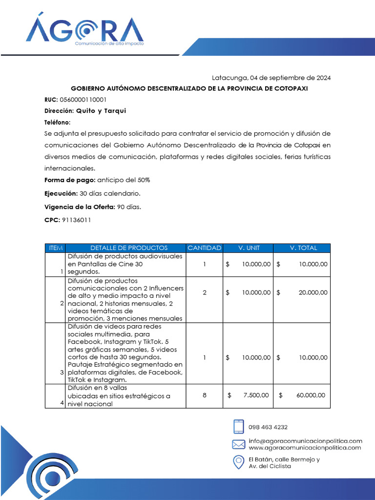Proforma GAD COTOPAXI-signed | PDF | Industrias de servicio | Internet