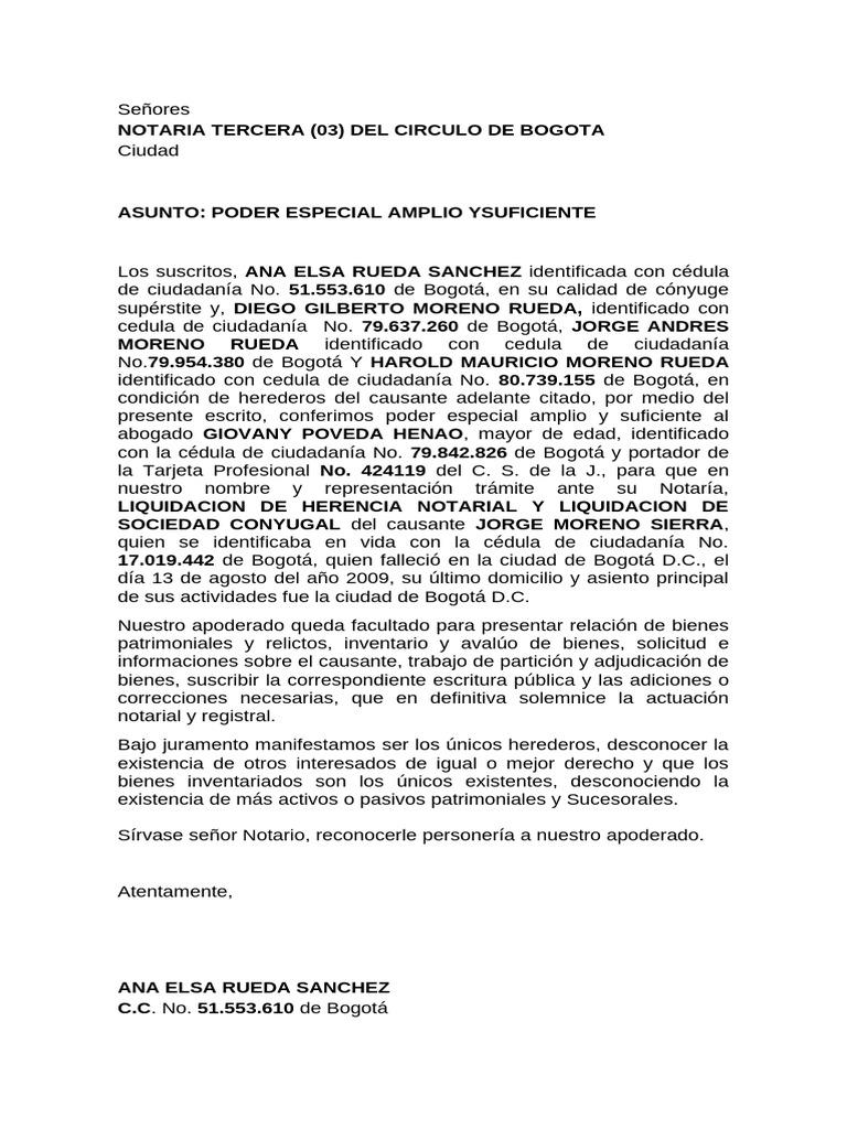 Poder Sucesion Jorge Moreno | PDF