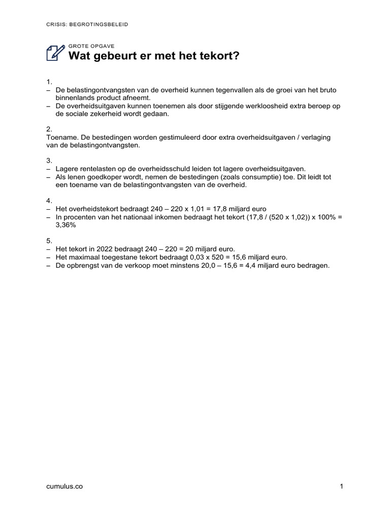 Antwoorden 568 Wat Gebeurt Er Met Het Tekort 1736334396 | PDF