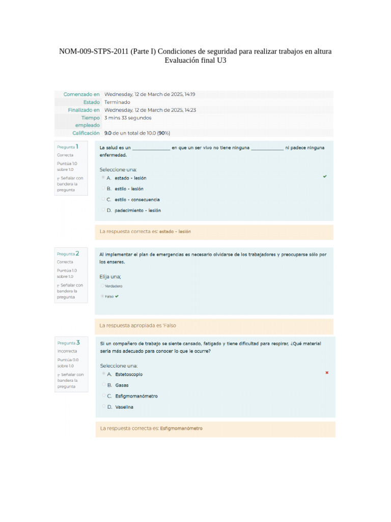 Nom 009 Stps 2011 - Evaluación U3 | PDF