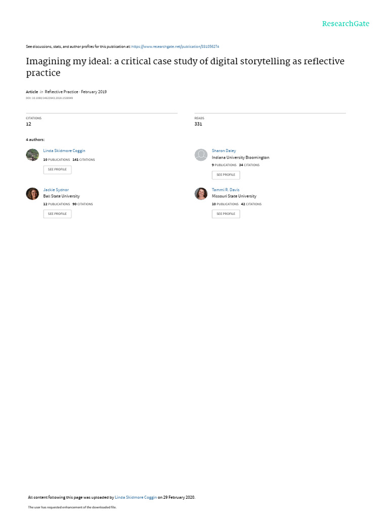 Imagining My Ideal: A Critical Case Study of Digital Storytelling As Re Ective Practice | PDF ...