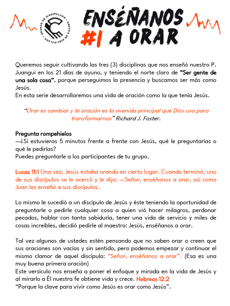 Estudio 1 Enséñanos A Orar | PDF | Oración | Jesús