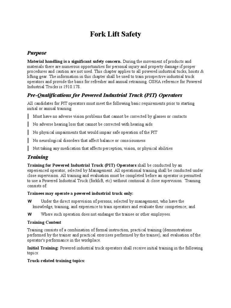 A Comprehensive Guide to Powered Industrial Truck Safety: Operator ...