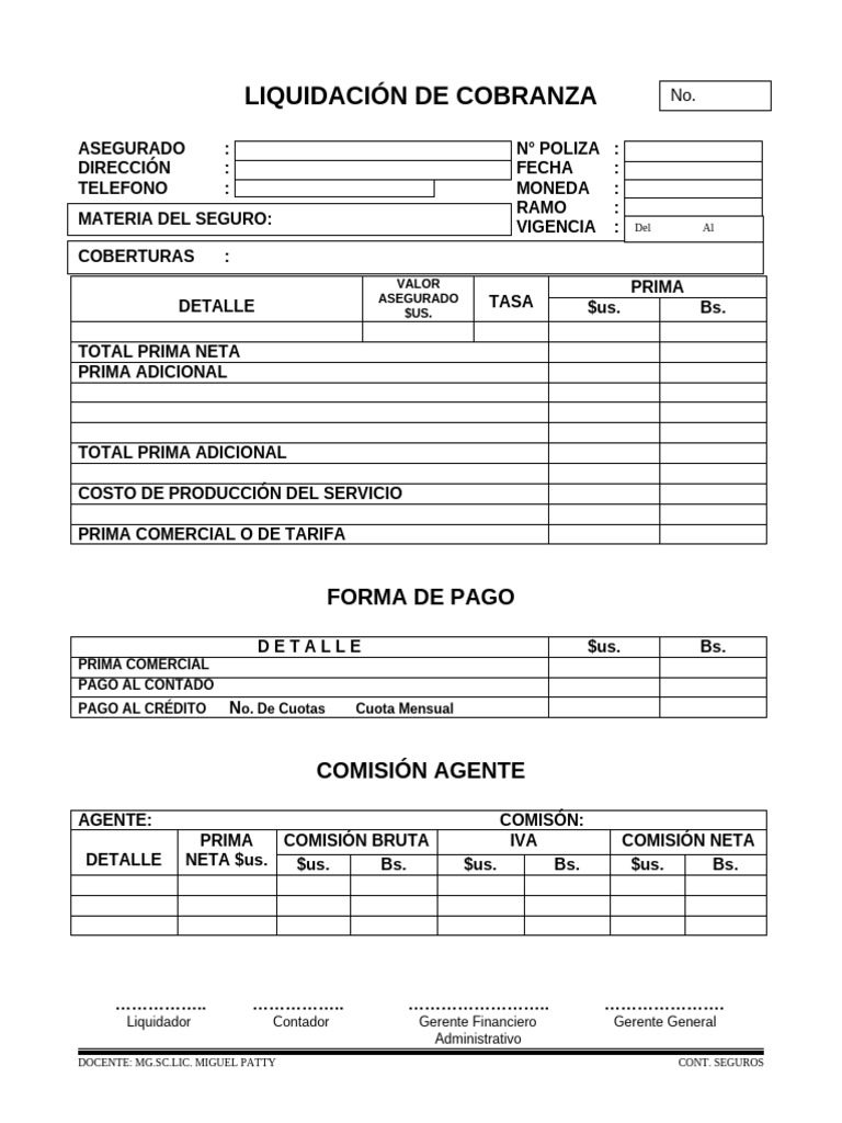 Form. Liquidación de Cobranza - 2024 | PDF