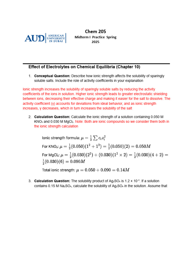 Ionic Strength and Solubility Effects | PDF | Buffer Solution | Ph