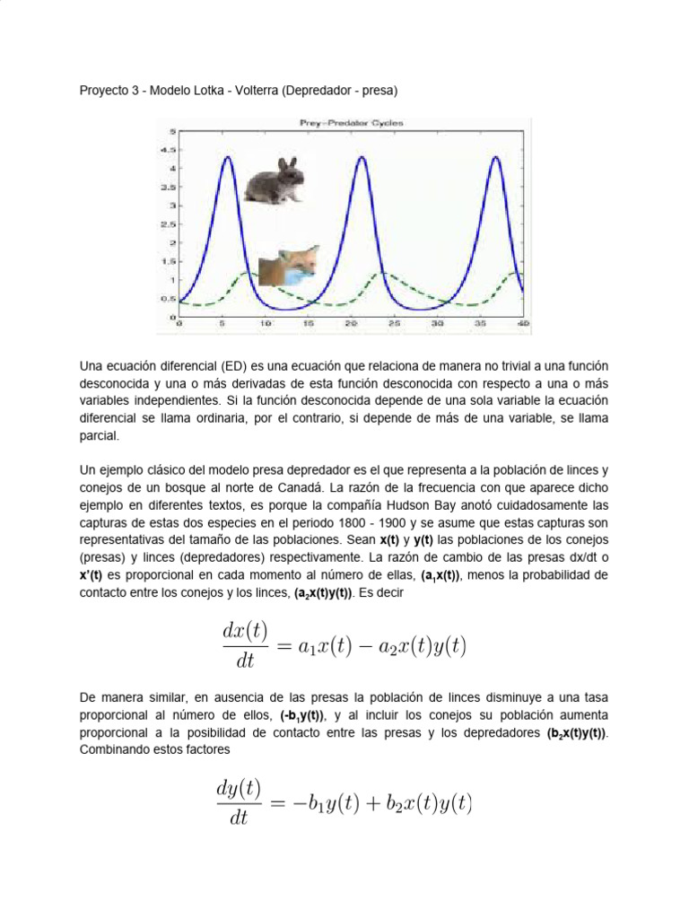 Modelo Lotka Volterra Depredador Presa Pdf Ecuaciones Función