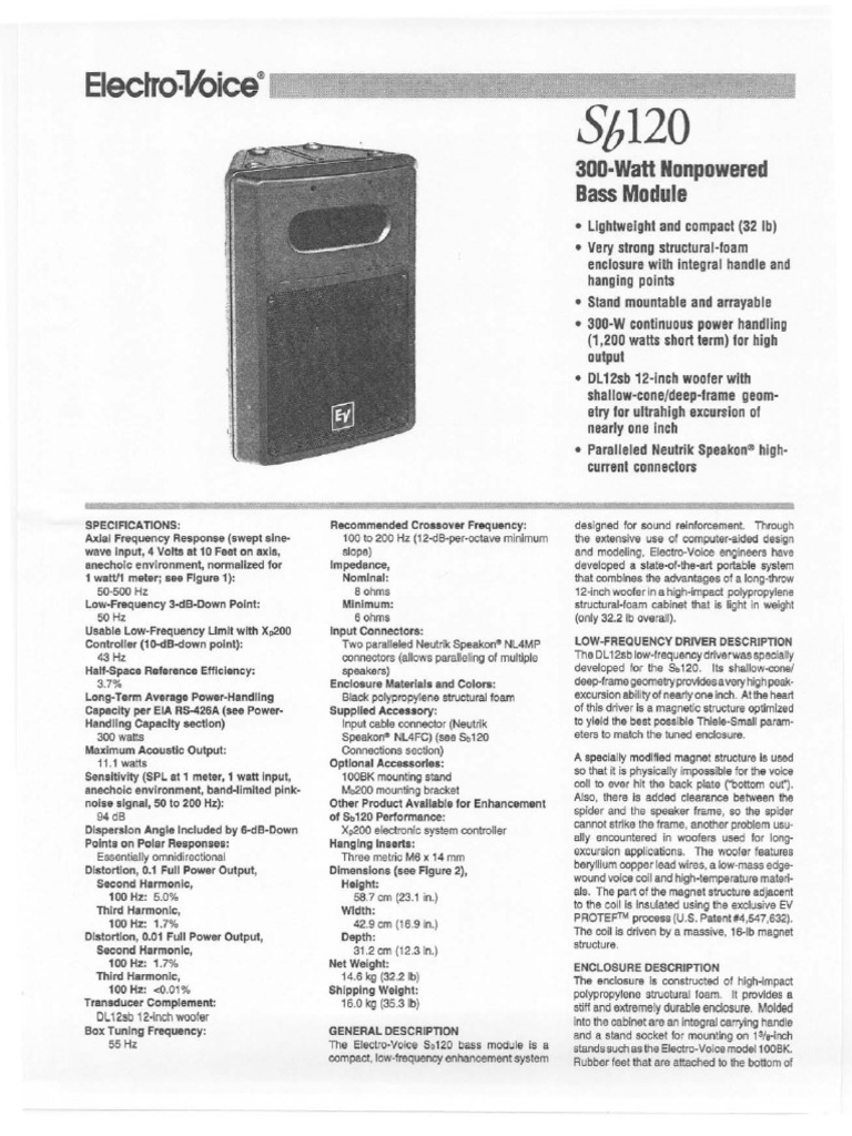 Electro Voice SB120 EDS | PDF