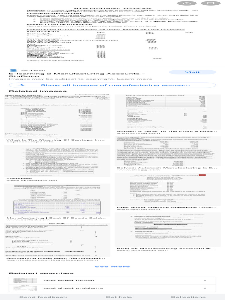 Manufacturing Account Format Igcse - Google Search | PDF | Economies ...