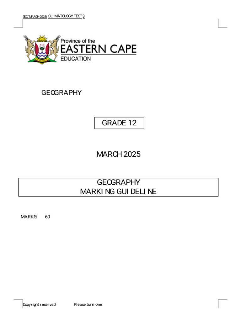 Marking Guideline - Climatology Test | PDF | Coast | Earth Sciences