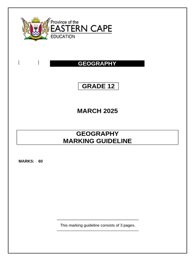 Marking Guideline - Climatology Test | PDF | Coast | Erosion