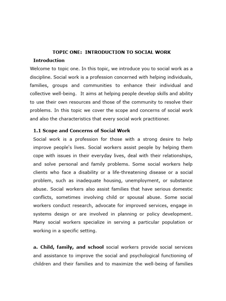 Social Work Topic 1-9 | PDF | Social Work | Psychotherapy