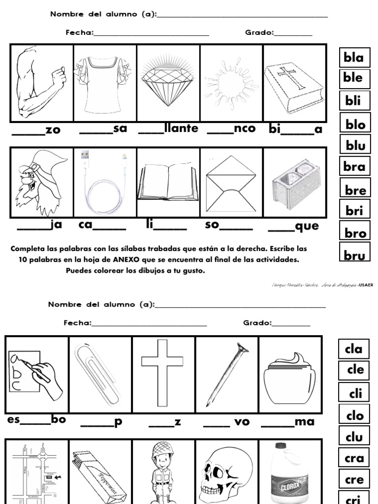 Sílabas Trabadas. | PDF | Cognición | Ciencia cognitiva