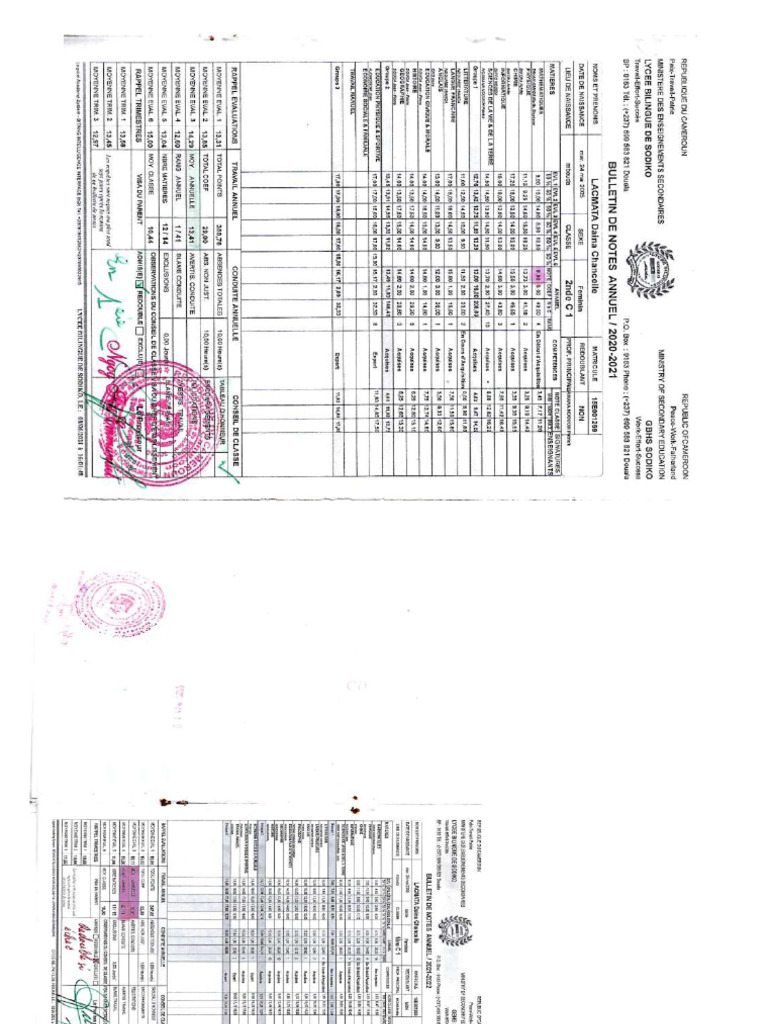 Les 3 BULLETINS DE NOTE | PDF