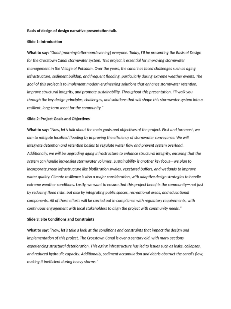 Basis of Design of Design Narrative Presentation Talk | PDF ...