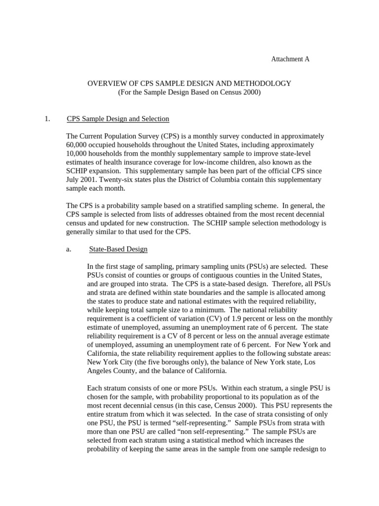 CPS Sample Design and Methodology | PDF | Sampling (Statistics ...