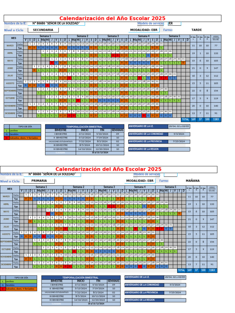 CALENDARIZACIÓN 2024 | PDF | Etapas educativas