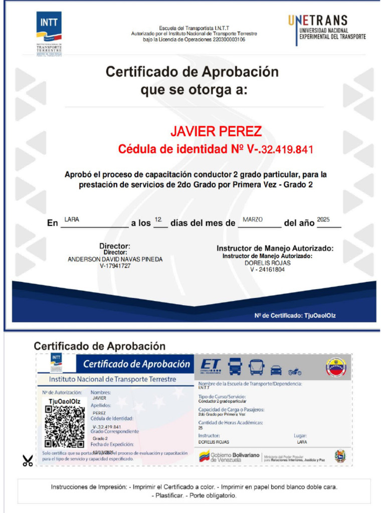 Javier Montoya Cert | PDF