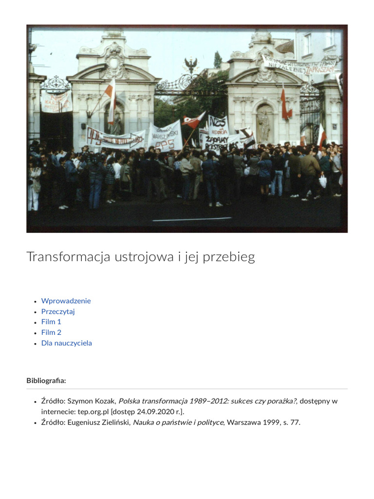 Transformacja Ustrojowa I Jej Przebieg | PDF