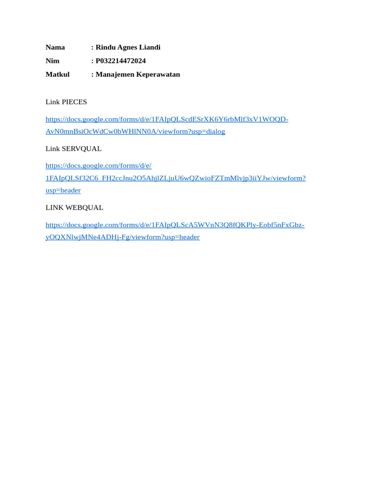 Rindu Agnes Liandi (Piecesservqualwebqual) | PDF