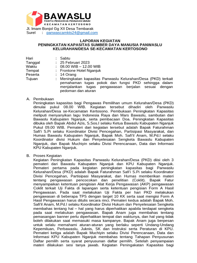 Laporan Kegiatan Peserta PKD | PDF