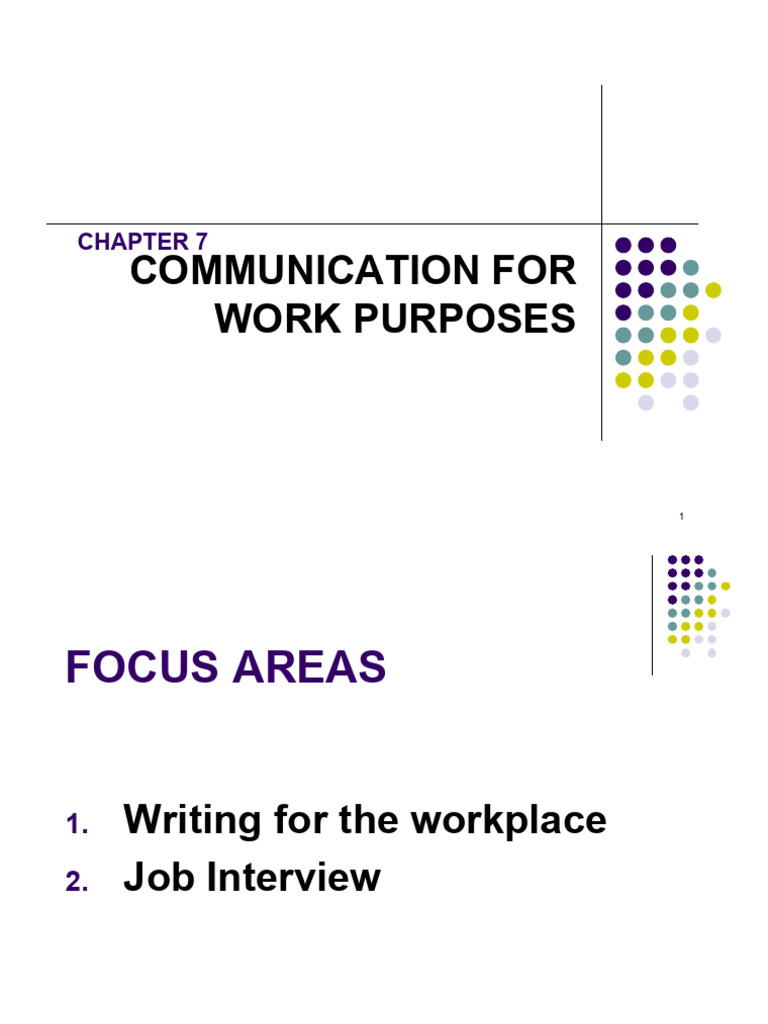 Communication for Work Purposes | PDF | Memorandum | Job Interview