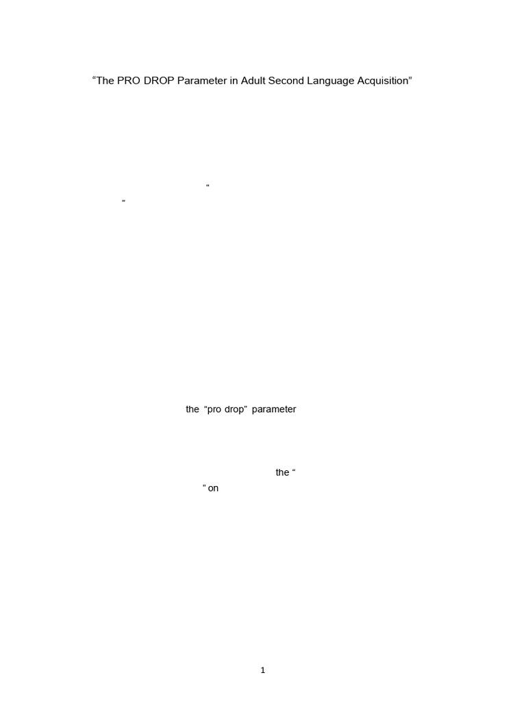 PRO-DROP Parameter in L2 Acquisition | PDF | Second Language | Second ...