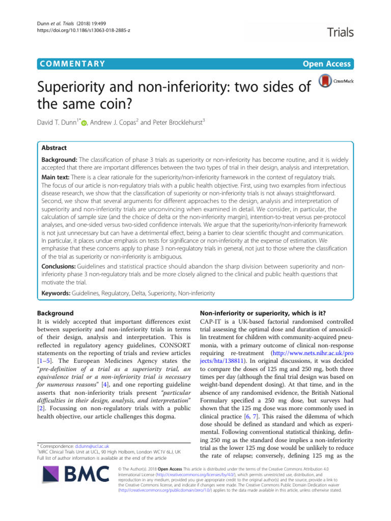 Superiority and Non-Inferiority | PDF | Management Of Hiv/Aids | Health ...