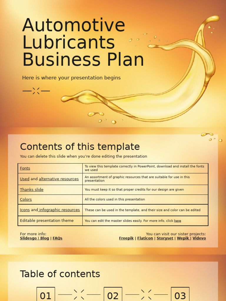 Automotive Lubricants Business Plan by Slidesgo | PDF | Marketing ...