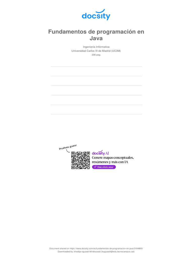 Docsity Fundamentos de Programacion en Java | PDF | Java (lenguaje de programación) | Software