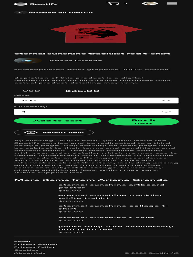 Ariana Grande Merchandise on Spotify Shop | PDF