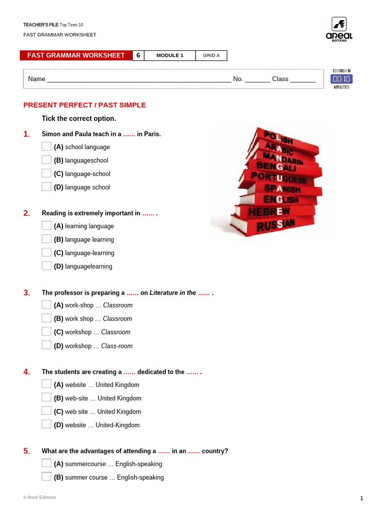 Fast Grammar Worksheet: Tenses Quiz | PDF