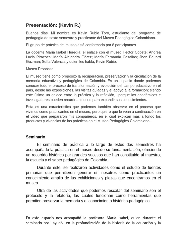 Presentación Practica | PDF | Museo | Pedagogía
