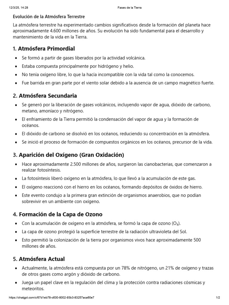 Evolución de la Atmósfera Terrestre | PDF | Atmósfera | Tierra