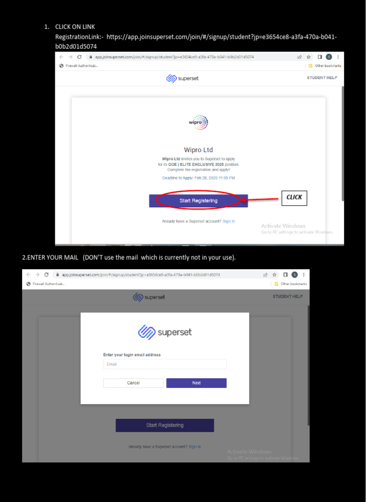 Wipro Registration Steps | PDF
