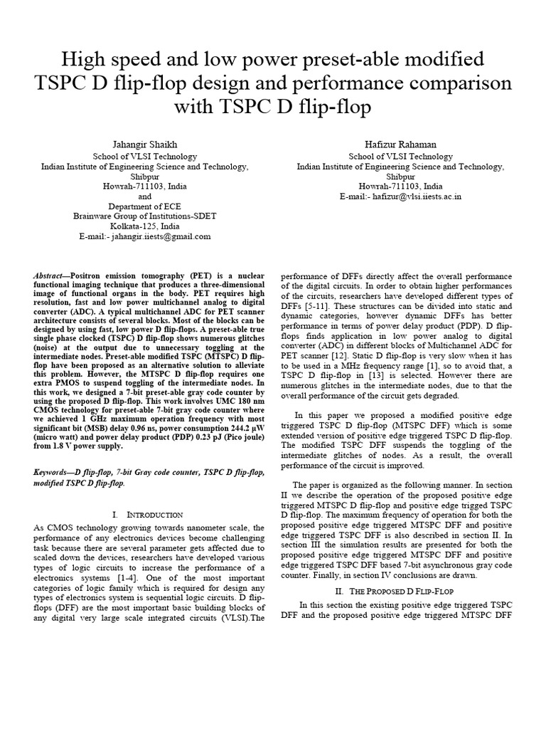 Modified TSPC D Flip-Flop Design | PDF | Analog To Digital Converter | Cmos